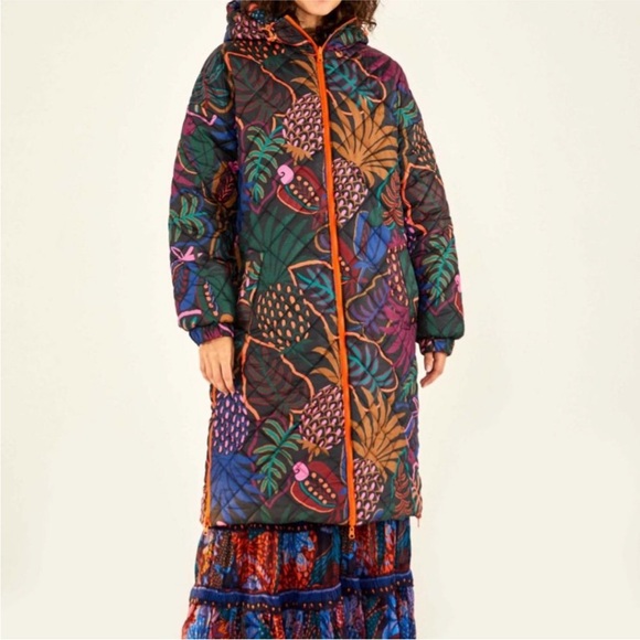 FARM Rio | Jackets & Coats | Nwt Farm Rio Blue Cool Leopard Long ...